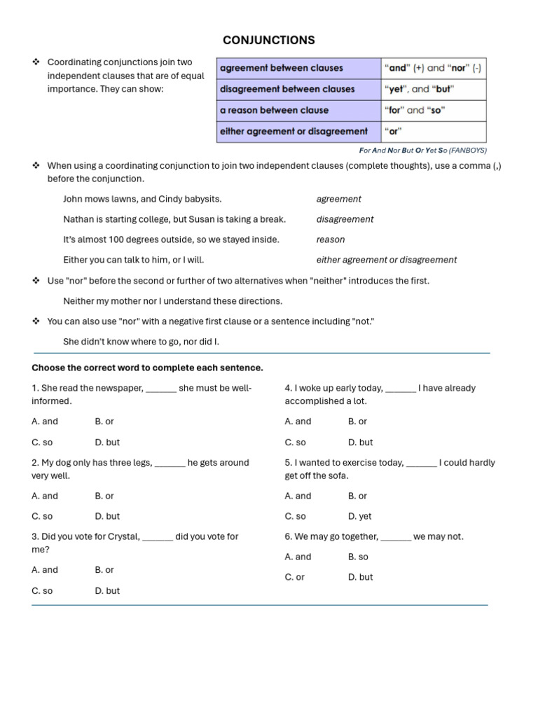 coordinating conjunctions | PDF | Syntax | Linguistic Typology