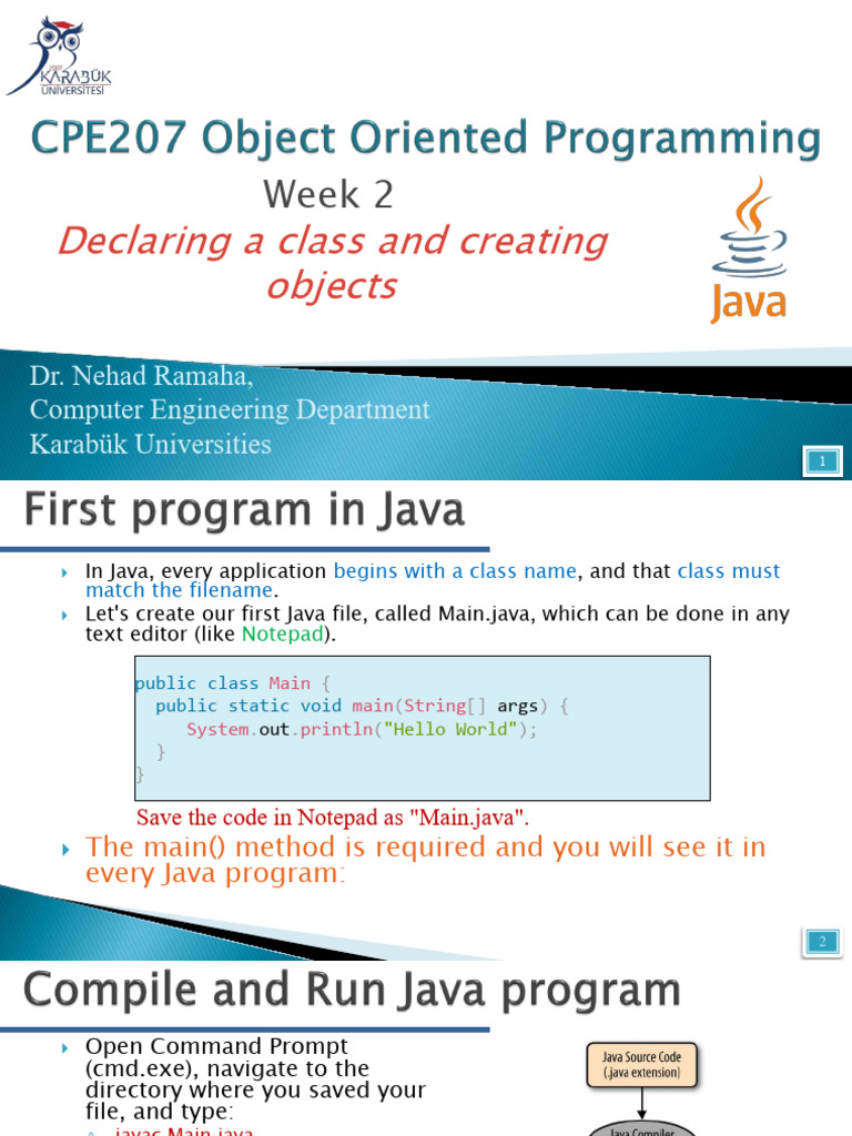 CPE207 Object Oriented Programming (Week 2) | PDF | Class (Computer Programming) | Java ...