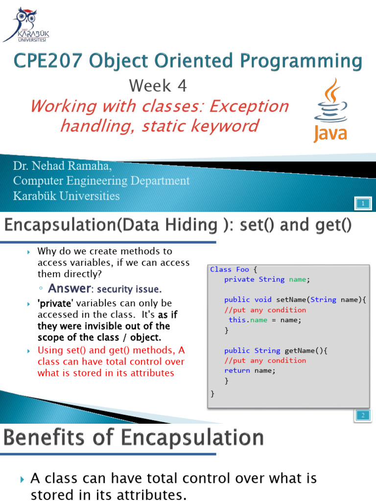 CPE207 Object Oriented Programming (Week 4) | PDF | Variable (Computer Science) | Class ...