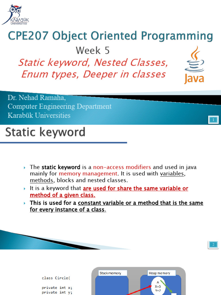 CPE207 Object Oriented Programming (Week 5) | PDF | Class (Computer Programming) | Method ...
