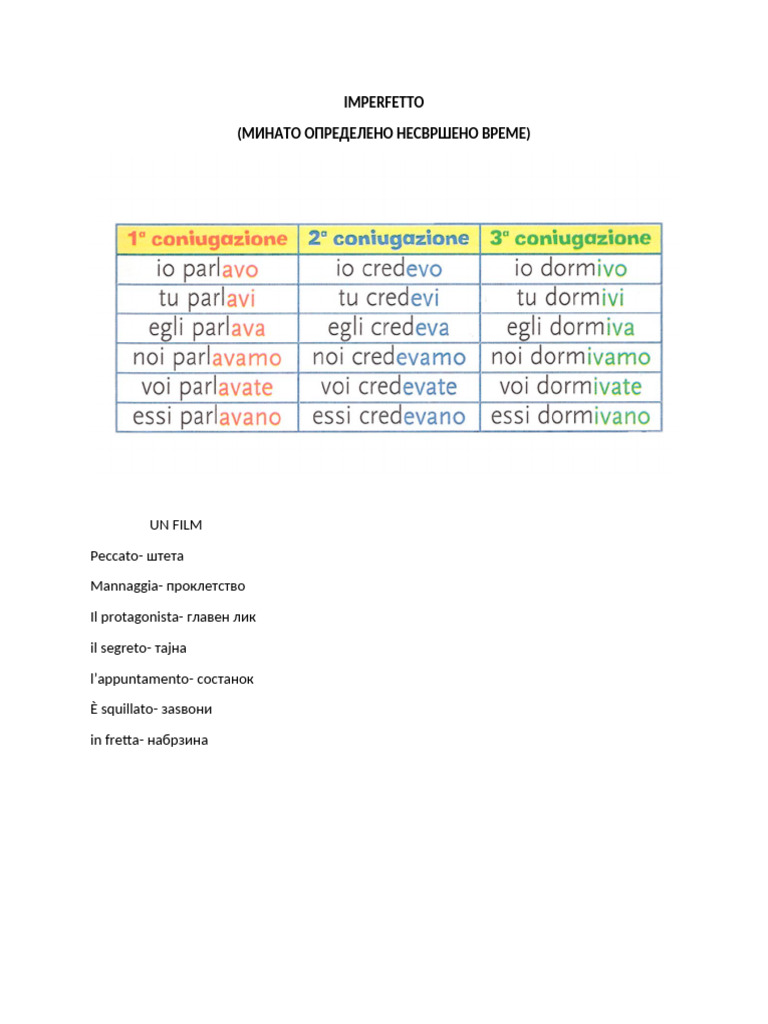 IMPERFETTO | PDF