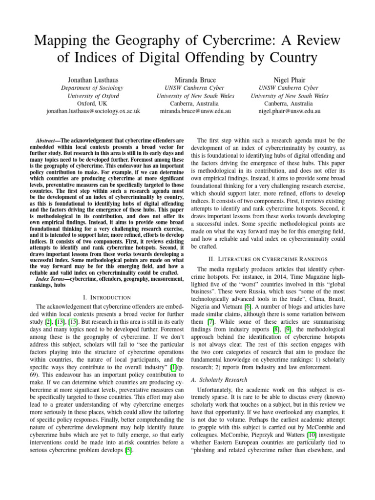 Cybercrime Geography: Country Indices Review | PDF | Cybercrime ...