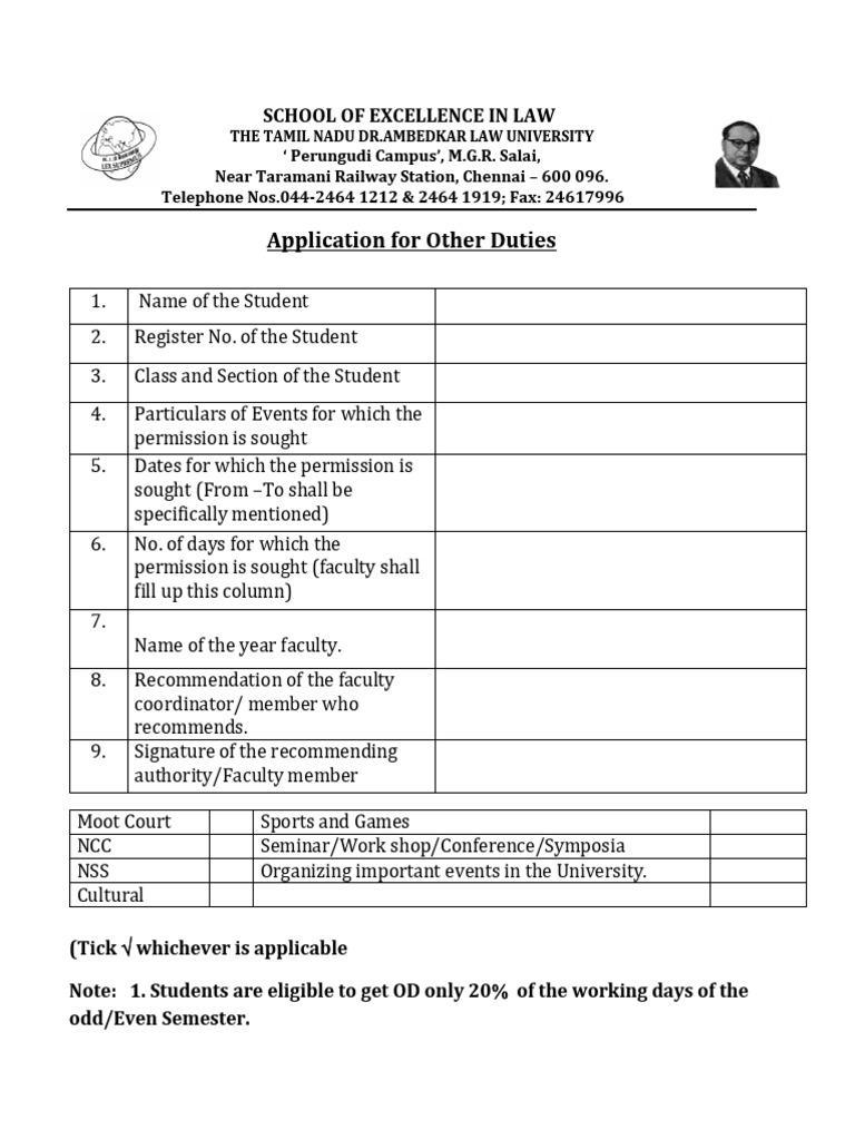 Application OD Form | PDF