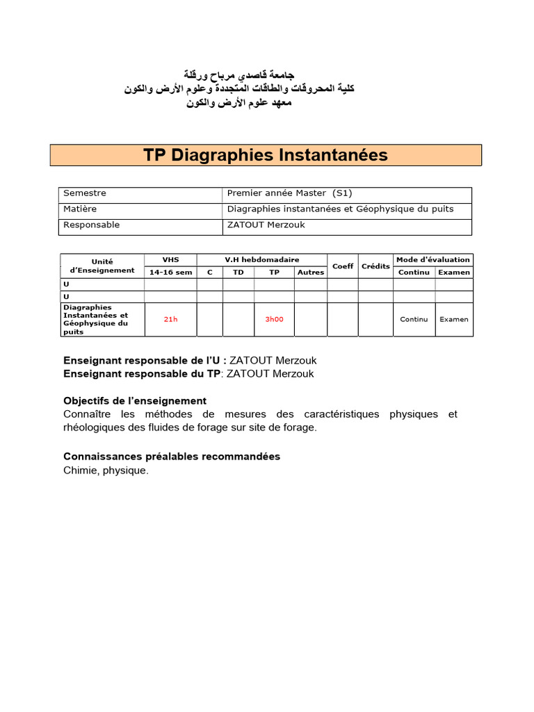 TP Diagraphies et Géophysique du Puits | PDF | Métrologie | Physique ...