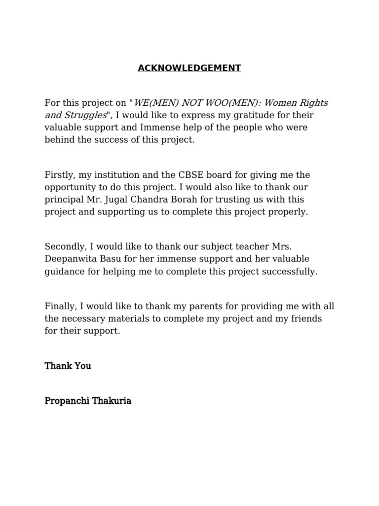Project Acknowledgement 13 | PDF | Gratitude | Positive Mental Attitude