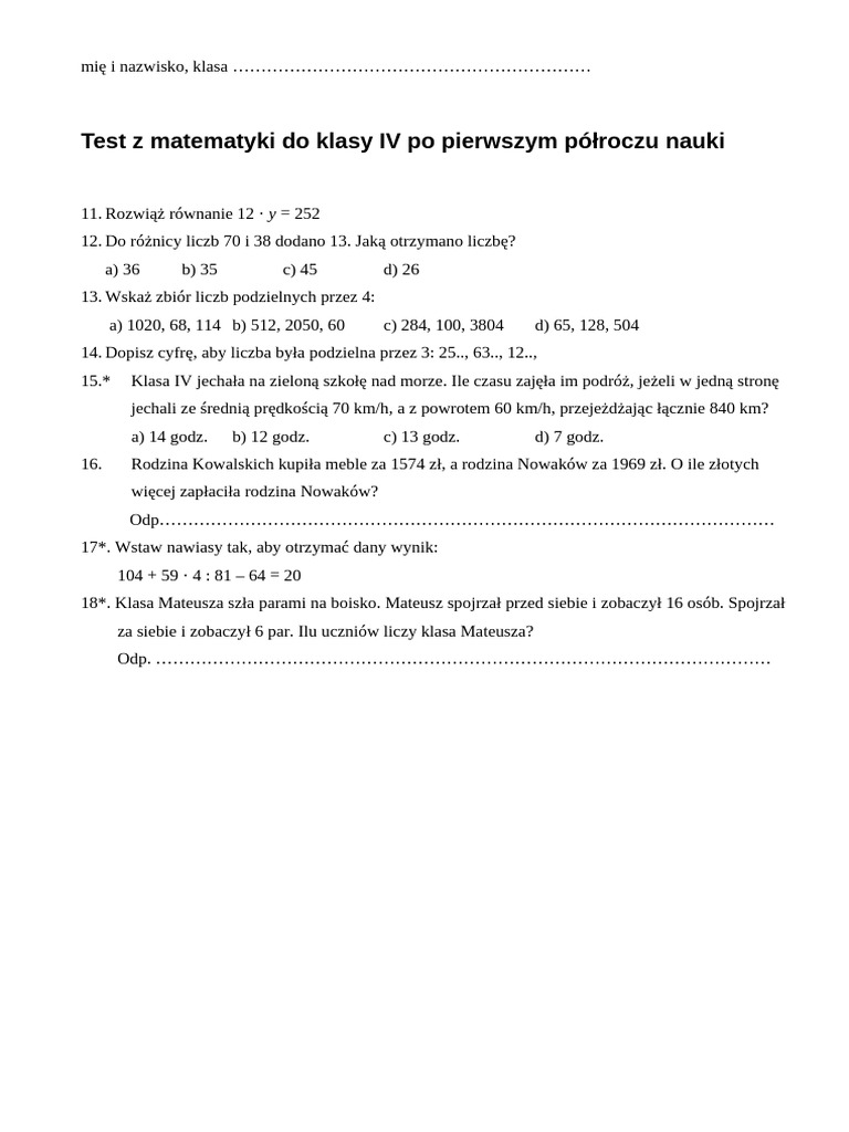 Test Mat IV Old | PDF
