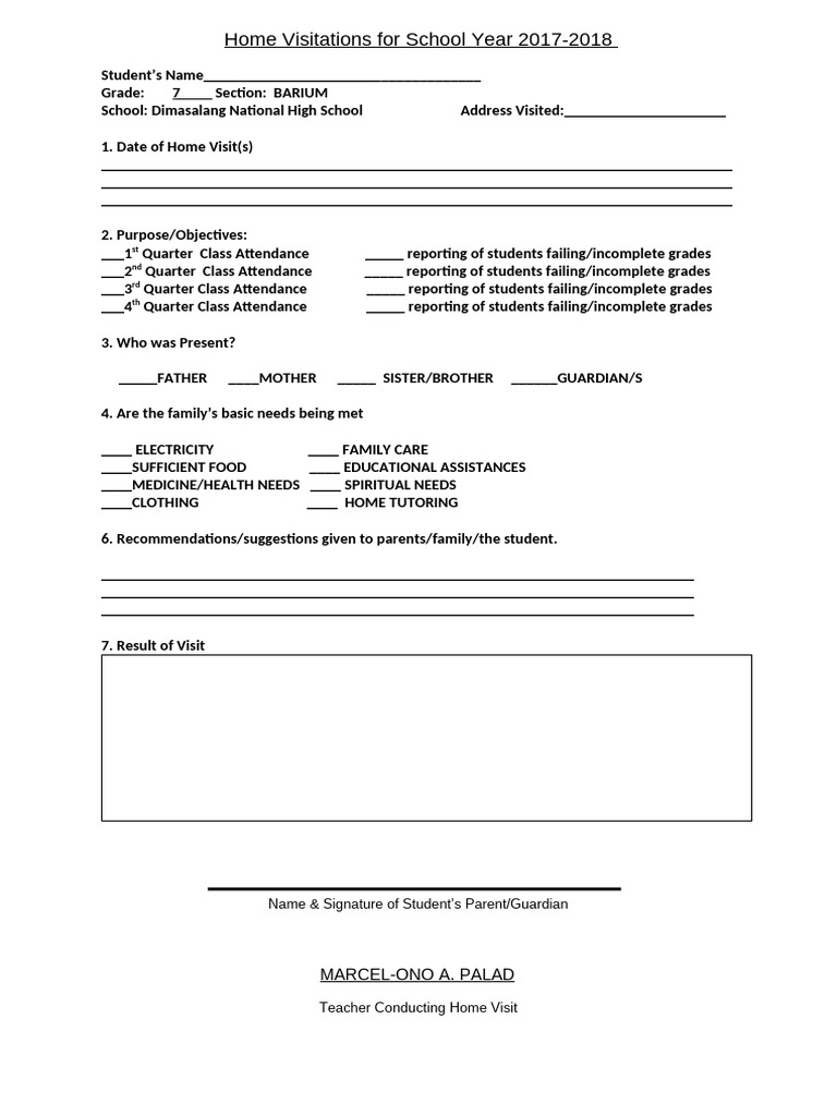 Blank-Home Visitation Form | PDF