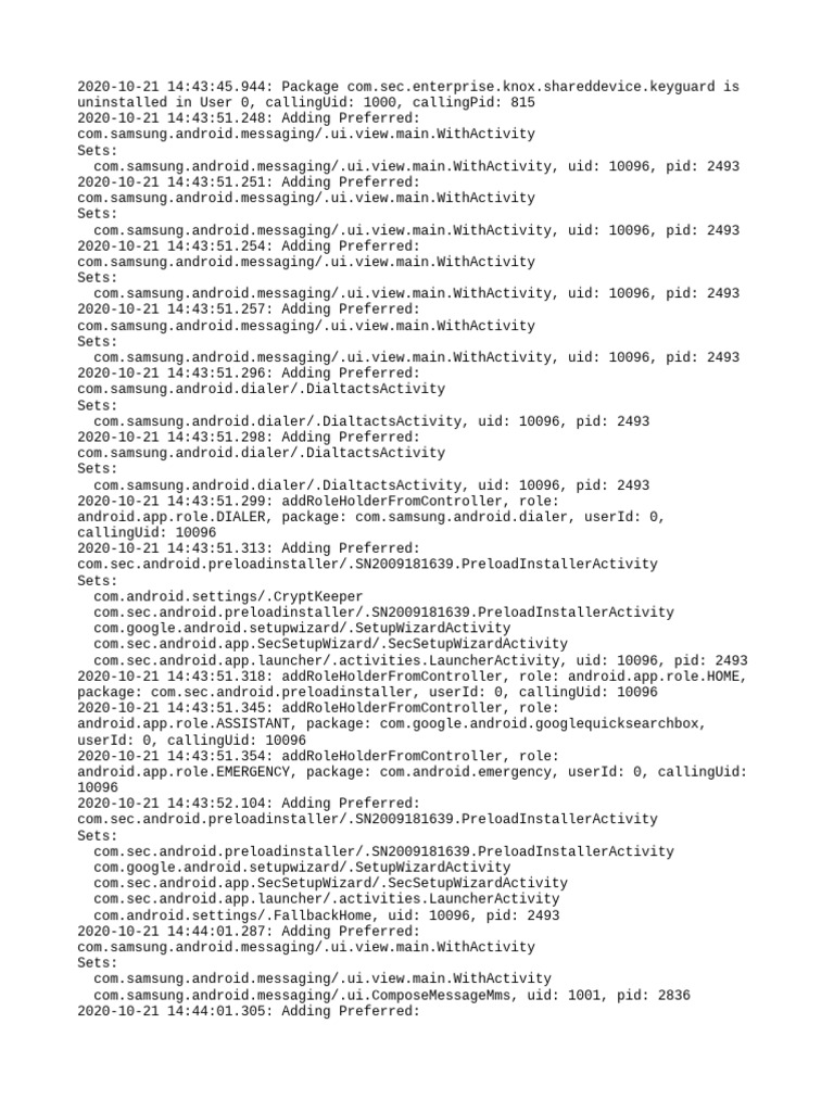Samsung Messaging App Preferences Log | PDF | Data Management | Utility Software