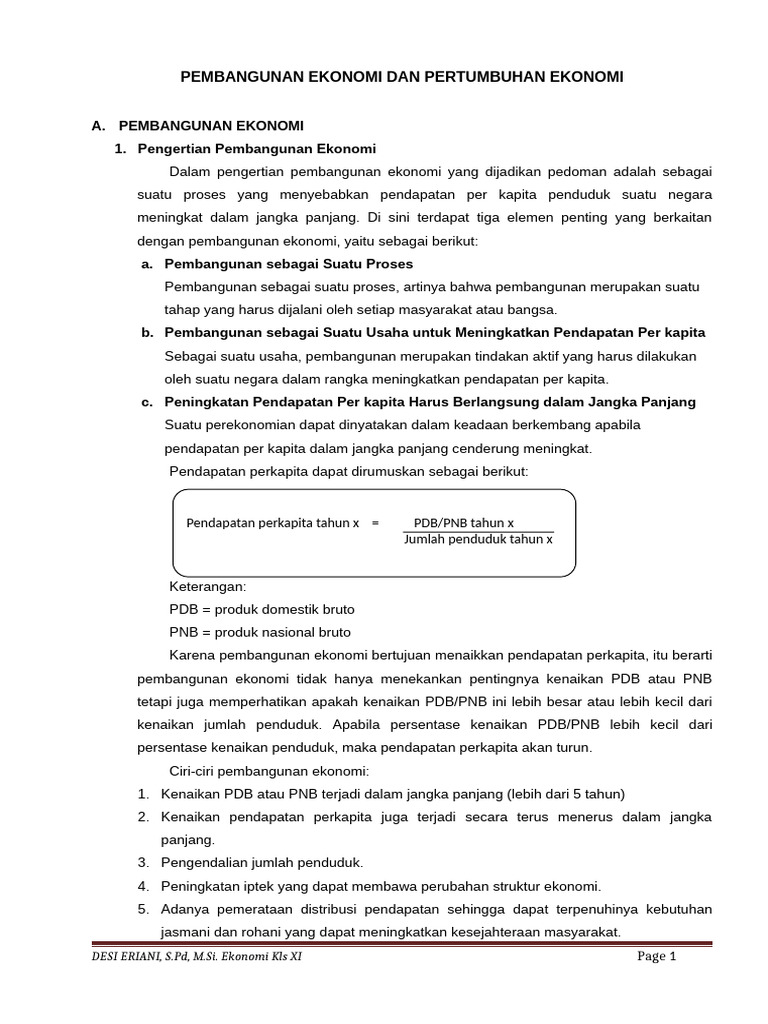 Pembangunan Dan Pertumbuhan Ekonomi | PDF