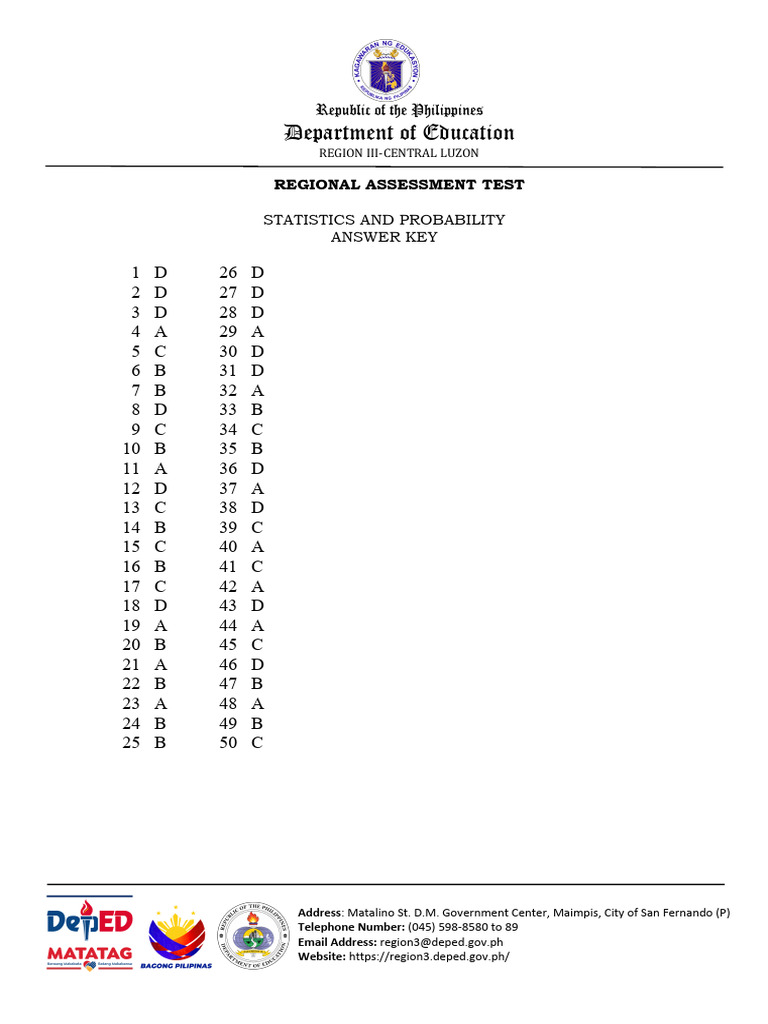 RAT - AK - Statistics-and-Probability - Grade 11 | PDF