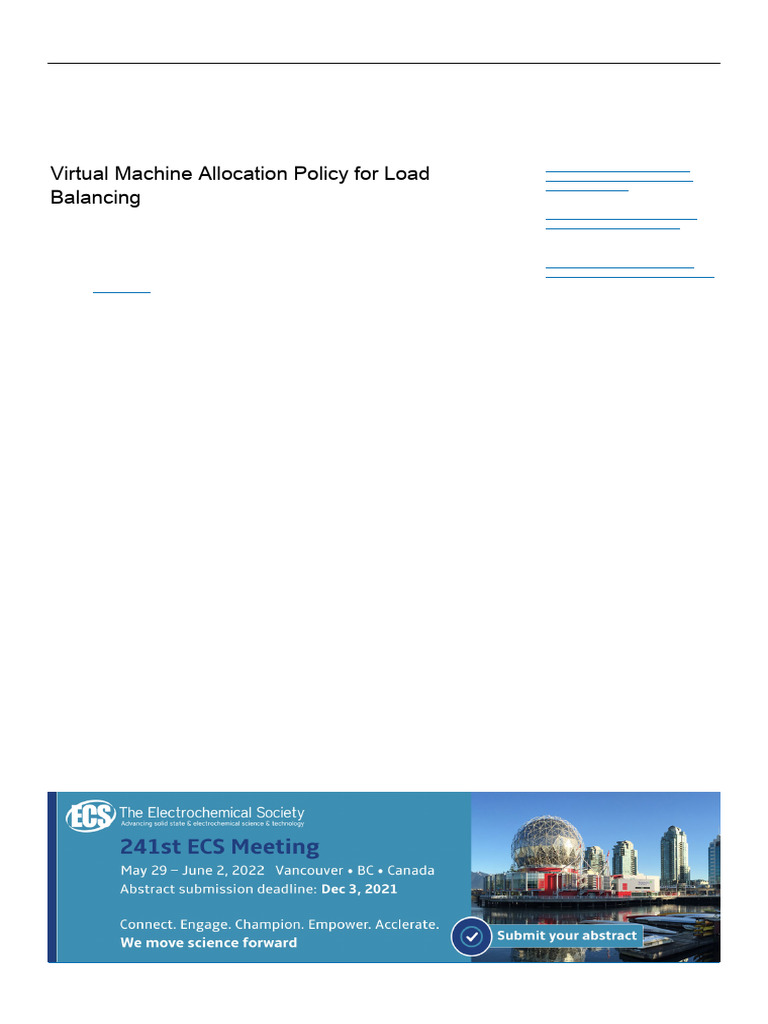 Virtual Machine Allocation Policy For Load Balanci | PDF | Cloud Computing | Virtual Machine