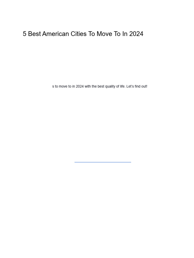 5 Best American Cities To Move To in 2024 | PDF | Cost Of Living ...