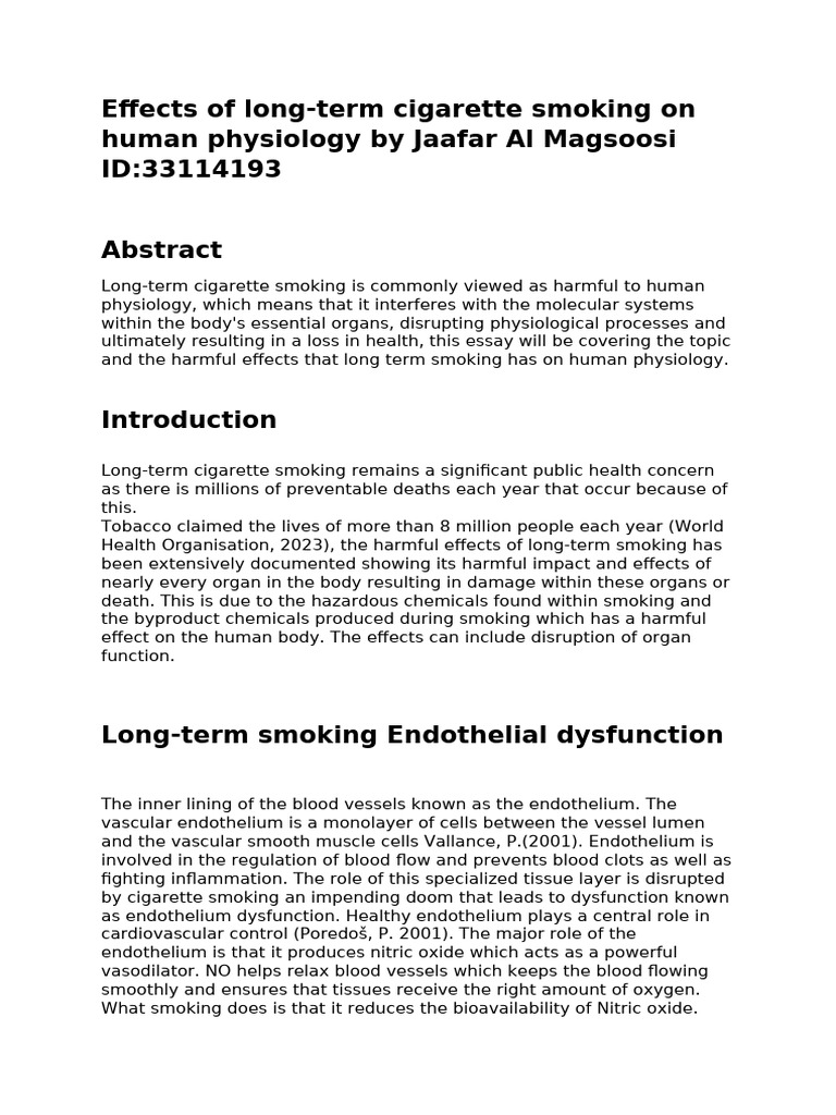 Effects of Long Term Smoking Jaafar | PDF | Endothelium | Atherosclerosis
