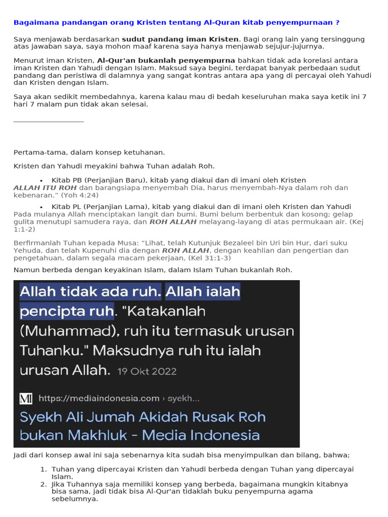 Bagaimana Pandangan Orang Kristen Tentang Al-Quran Kitab Penyempurnaan ...