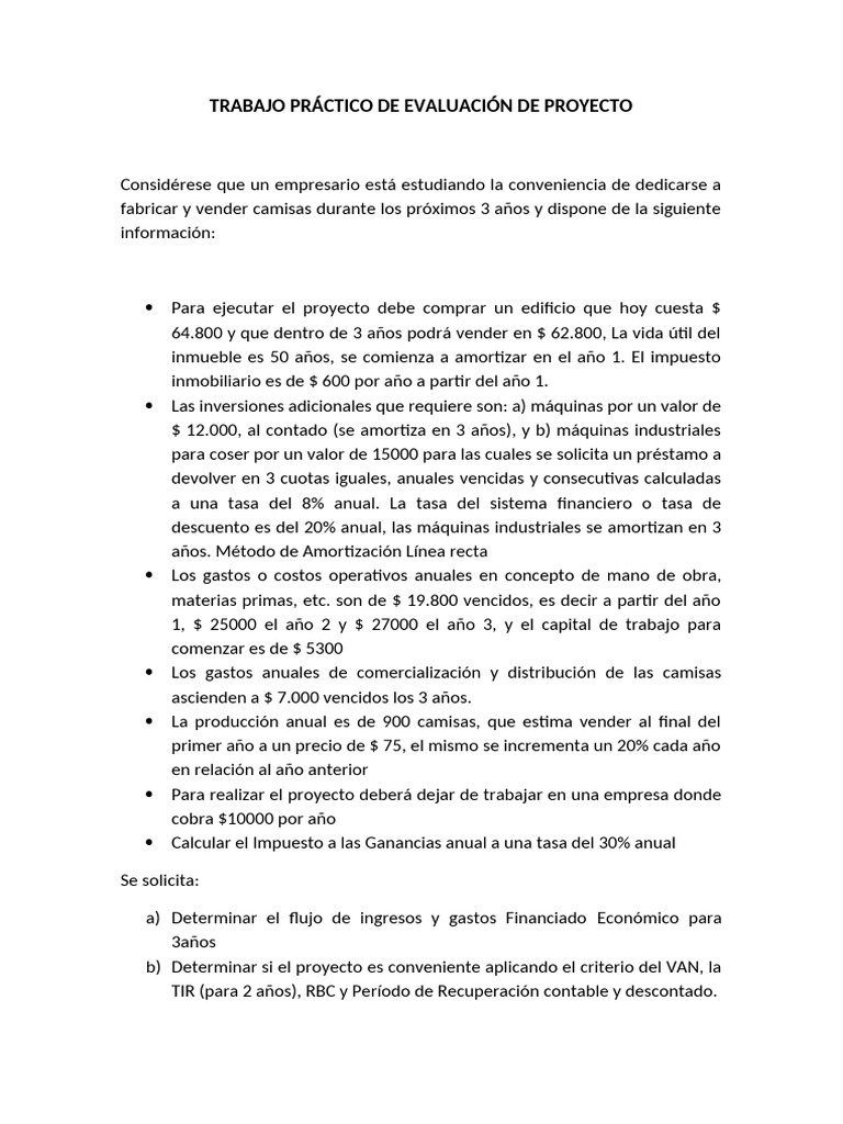 Trabajo Práctico de Evaluación de Proyecto 2022 | PDF