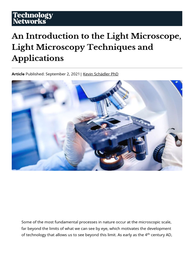 An Introduction To The Light Microscope, Light Microscopy Techniques ...
