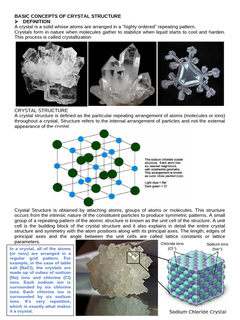 Basic Concepts of Crystal Structure | PDF | Crystal Structure | Crystal