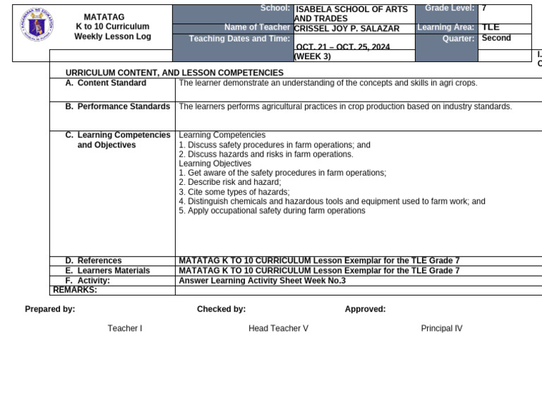 DLL QUARTER 2 GRADE 7 Extra | PDF