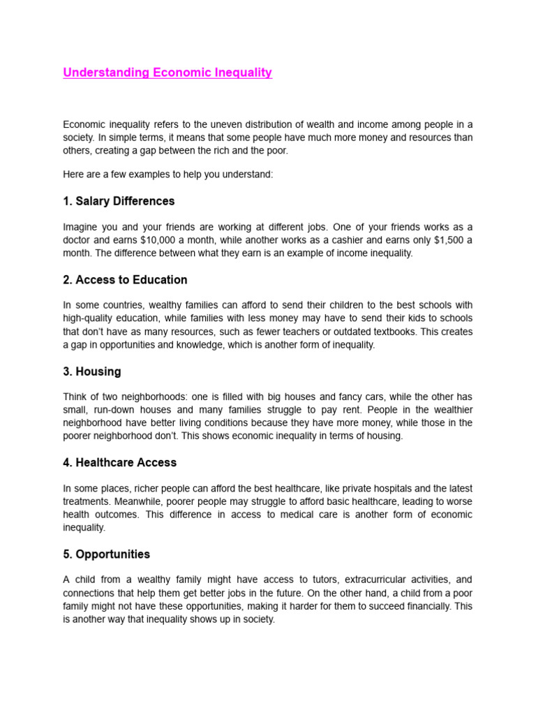 Causes of Economic Inequality Explained | PDF | Cost Of Living ...