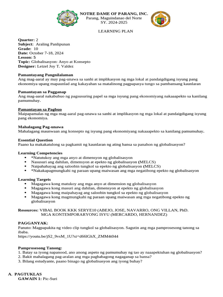 LP q2 Week 1 | PDF