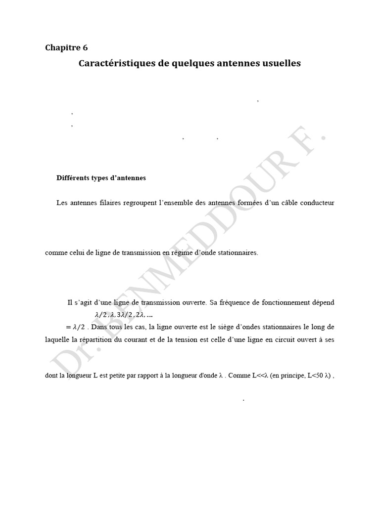 Caractéristiques des antennes usuelles | PDF | Antenne (Radio) | Ligne ...