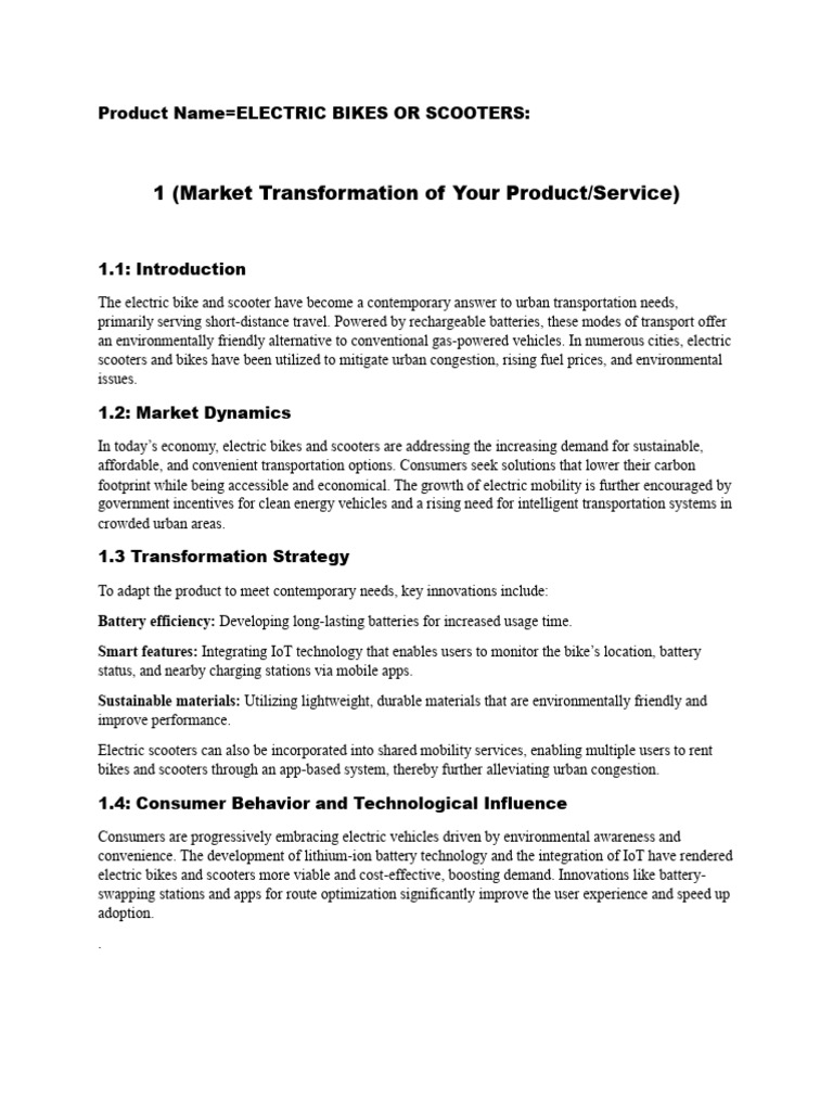 Market Transformation of electric bike | PDF | Electric Vehicle | Transport