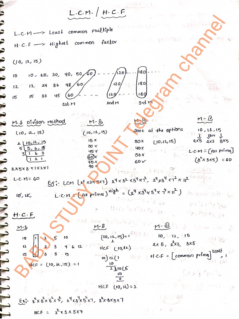 LCM Hcf... Class Notes | PDF