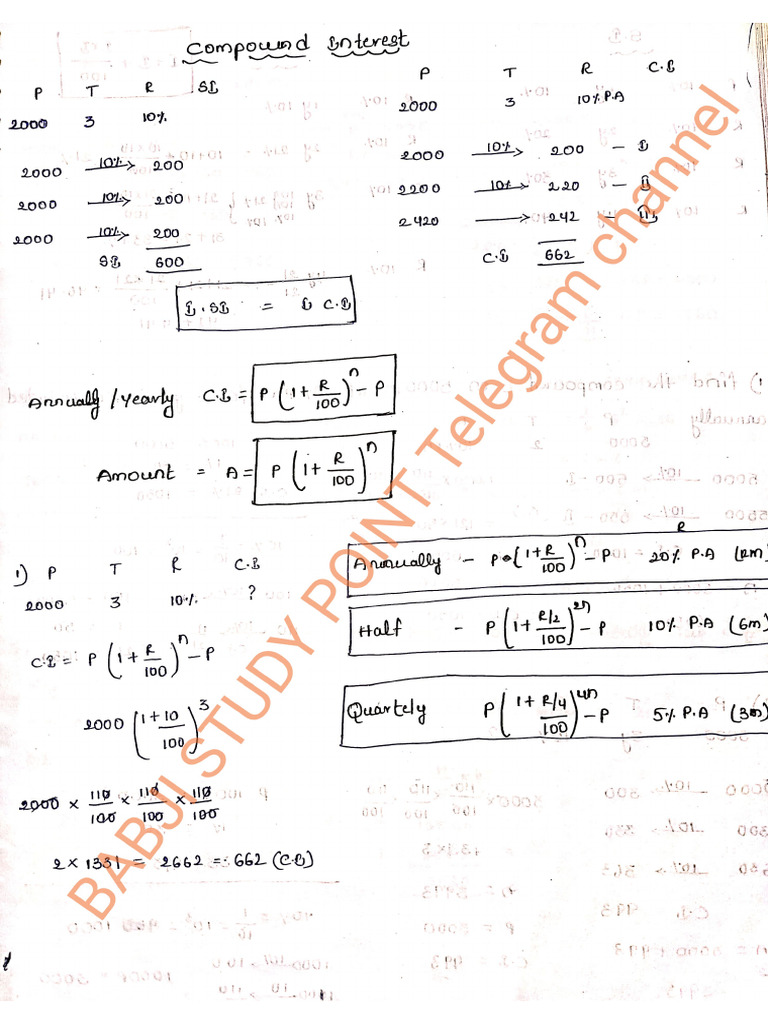 Compound Interest Class Notes by Babji Sir Babji Study Point | PDF