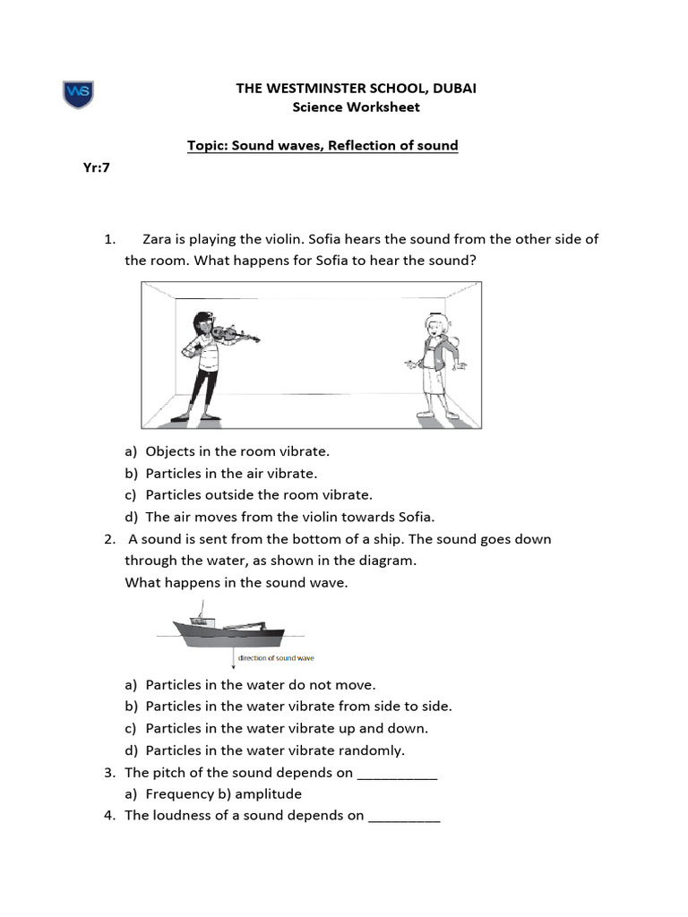 Year 7 Sound Waves Worksheet | PDF | Sound | Frequency