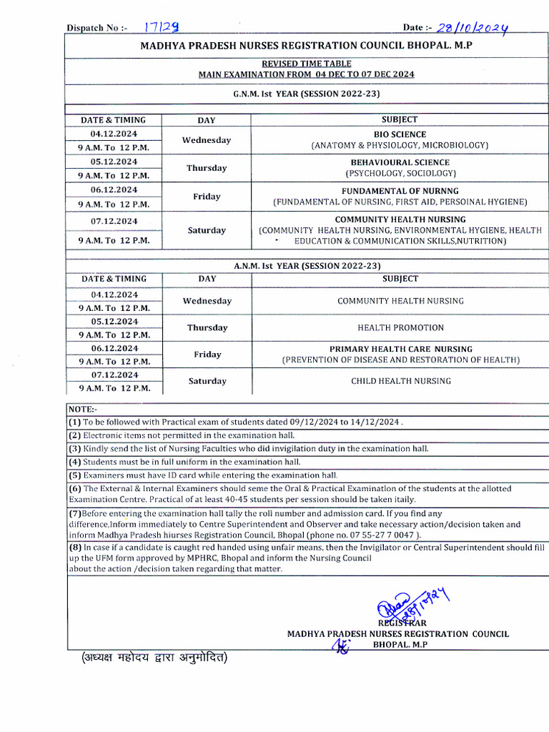 Revised Time Table 2 | PDF