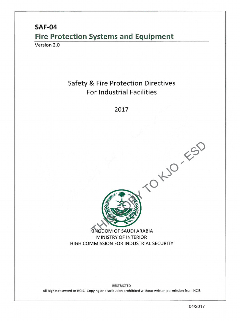 SAF-04 Fire Protection Systems and Equipment. | PDF
