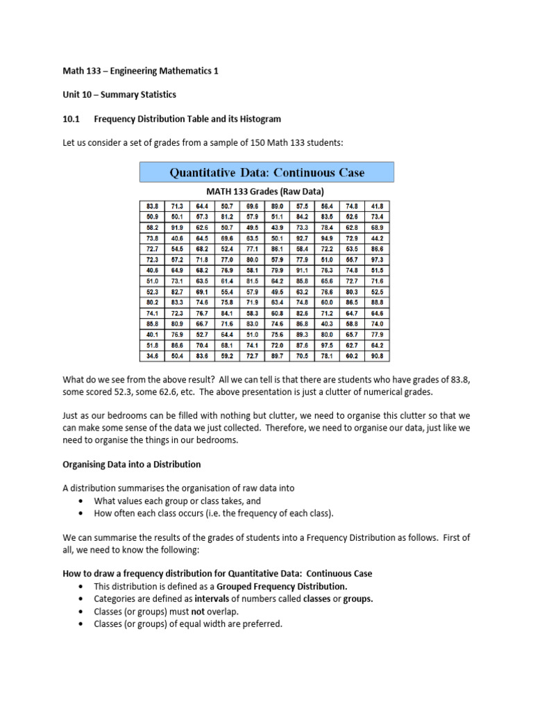 Math 133 - Unit 10 Summary Statistics | PDF | Probability Distribution | Statistics