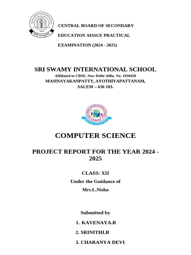 Computer Science Practical Pdf Python Programming Language Sql
