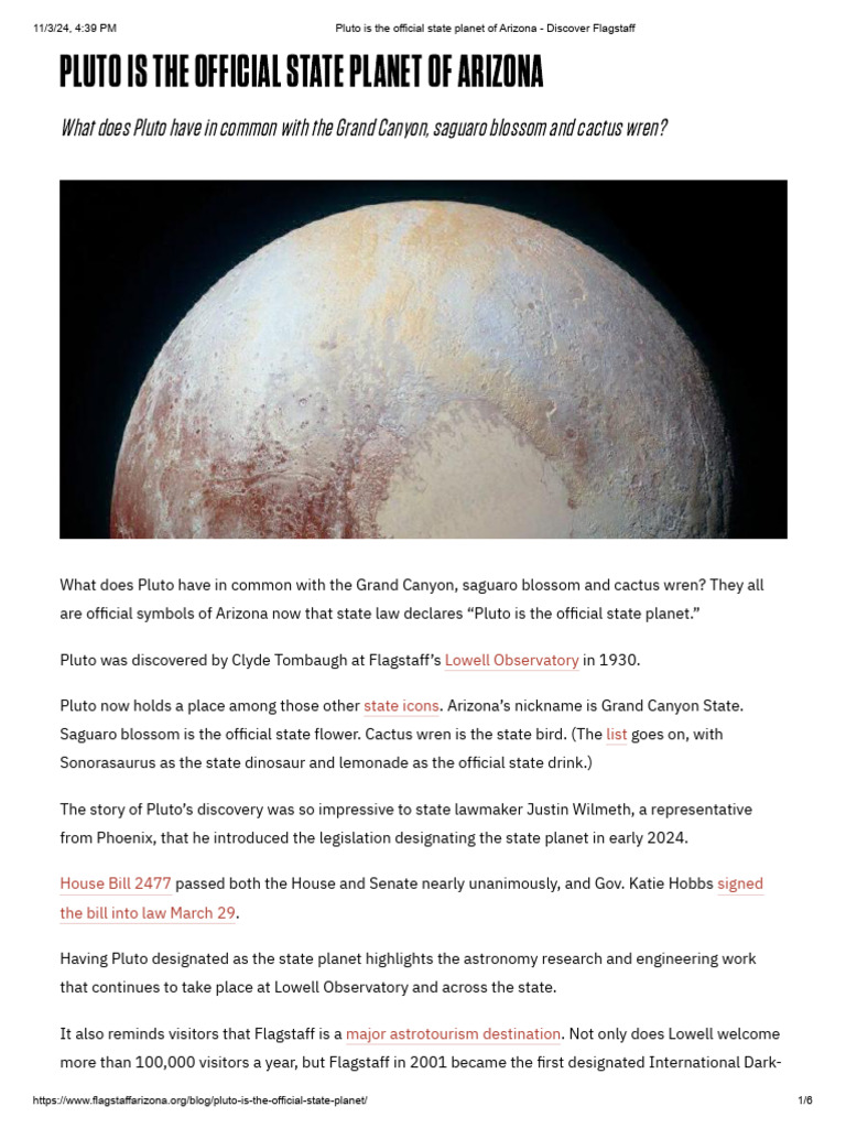 Pluto Is The Official State Planet of Arizona | PDF | Planets | Pluto