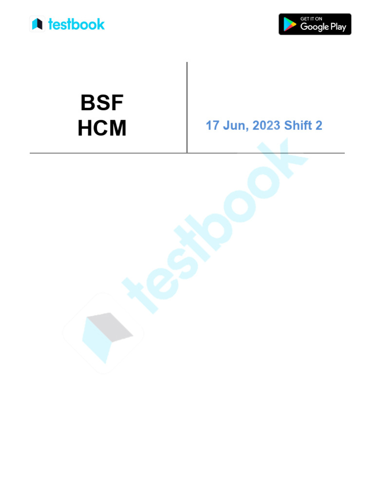 BSF Head Constable (Ministerial) Official Paper (Held On 17 Jun, 2023 ...