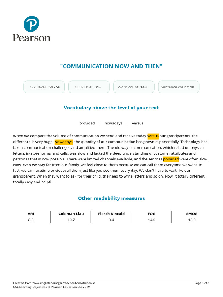 Communication Now and Then | PDF