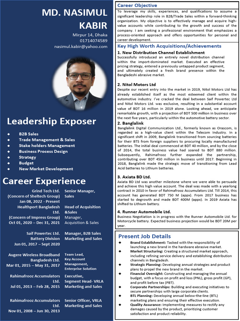 Nasimul - CV.221022.1 (1) (1) - Nasimul Kabir | PDF | Marketing | Brand