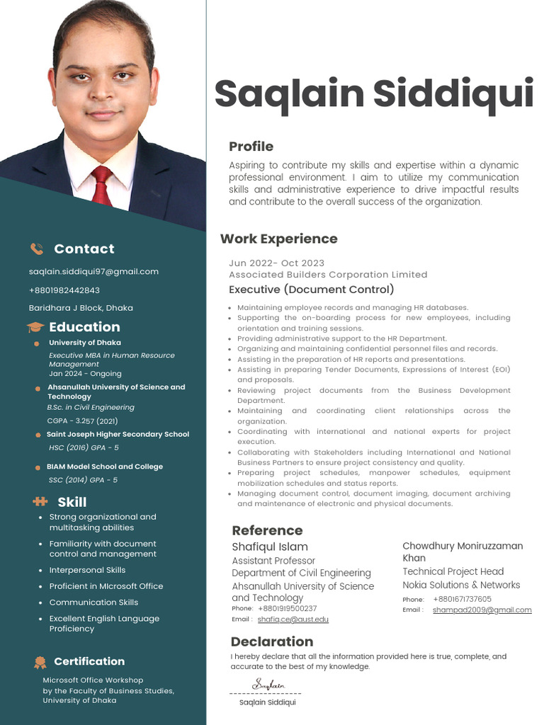 Resume of Saqlain Siddiqui | PDF | Human Resources | Business