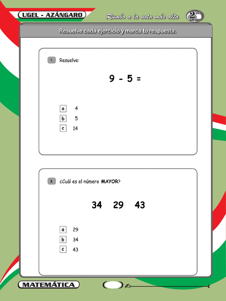 Exámenes ECE Matemática 2008-2012 | PDF
