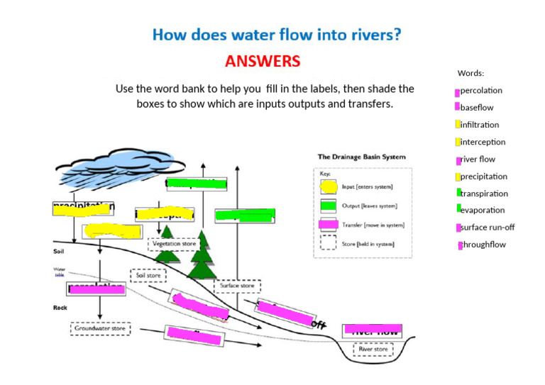 answers for worksheet for drainage basin system | PDF