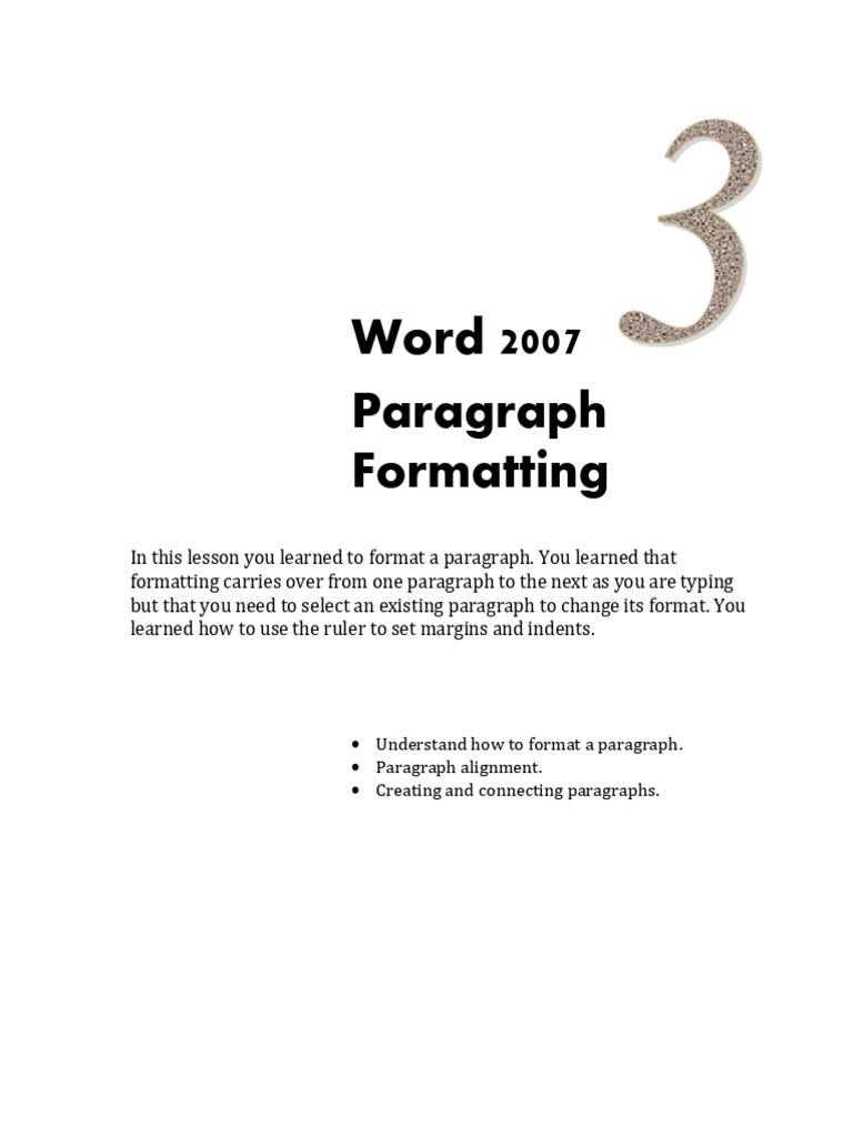 Lesson 03 - Paragraph Formatting | PDF | Paragraph | Text