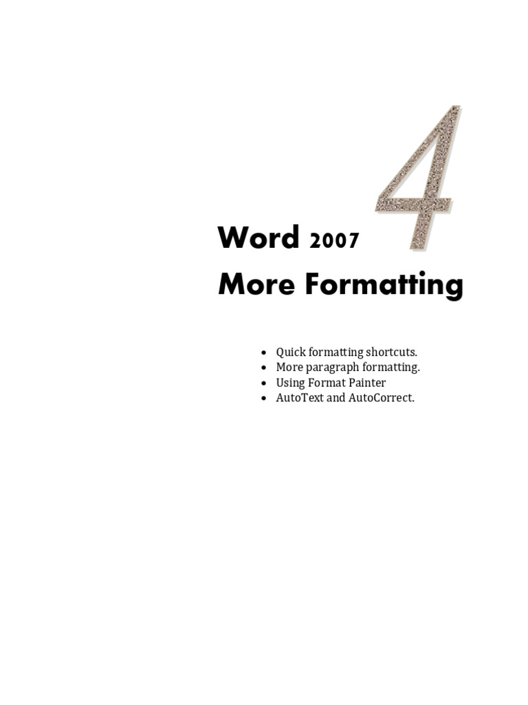 Lesson 04 - More Formatting | PDF | Microsoft Word | Paragraph