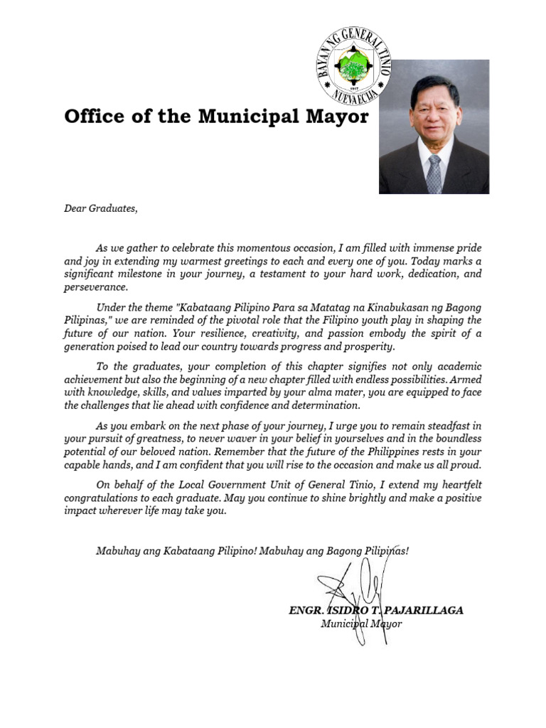 Mayor's Graduation Message 2023 | PDF | Social Science