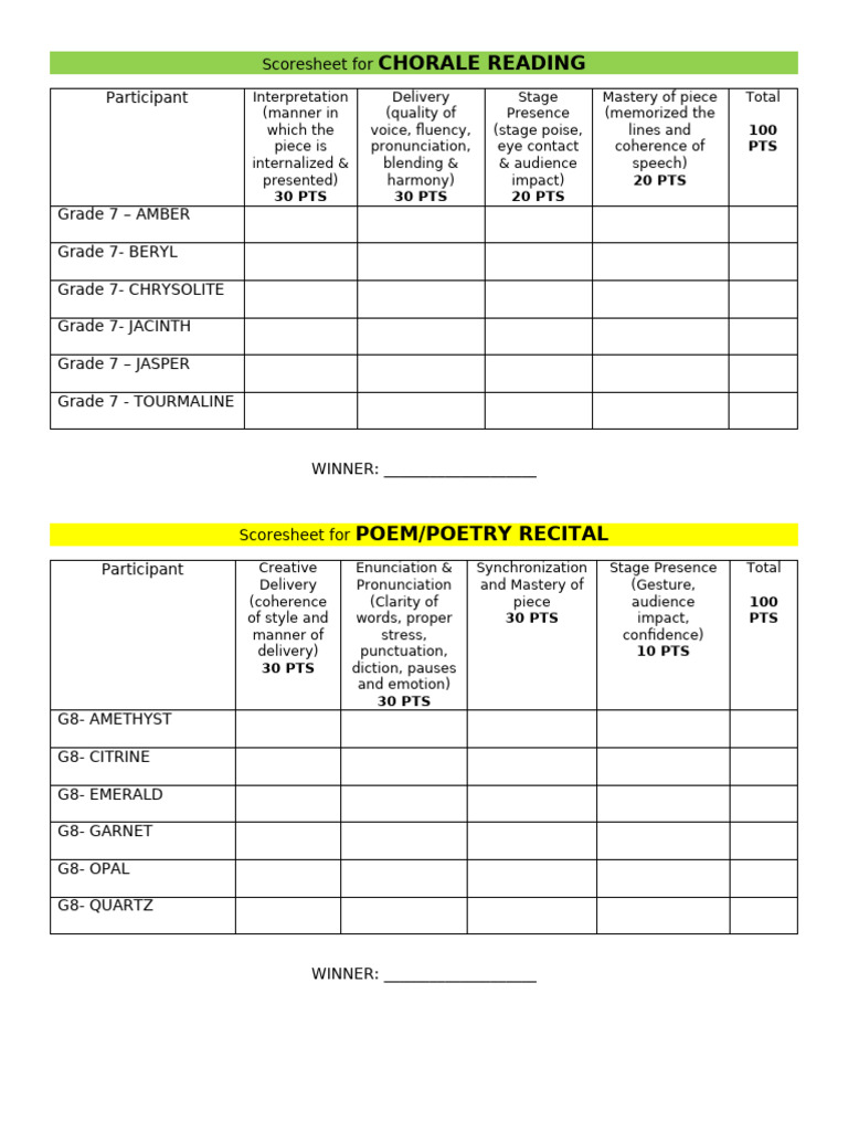 Scoresheet For CHORALE READING | PDF | Gemstone | Jewellery Components