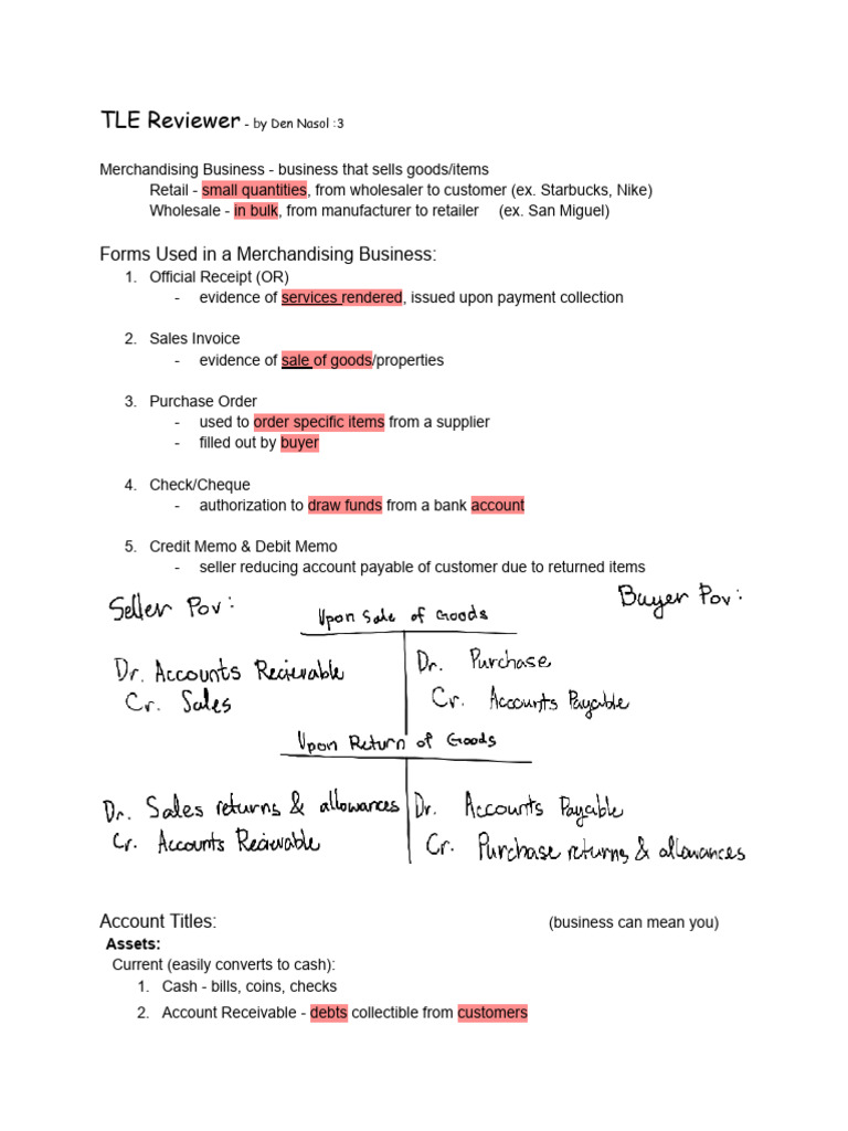 TLE-REVIEWER_2ndMQE | PDF | Expense | Debits And Credits