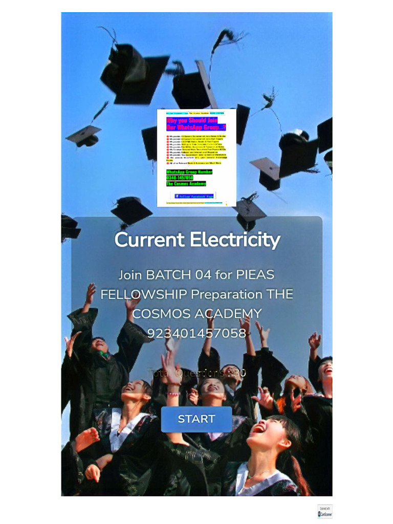 Current Electricity Unsolved Quiz Batch 03 by The Cosmos Academy ...