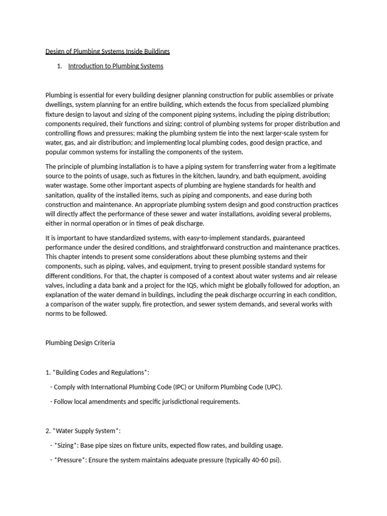 Design of Plumbing Systems Inside Buildings1 | PDF | Plumbing | Water ...