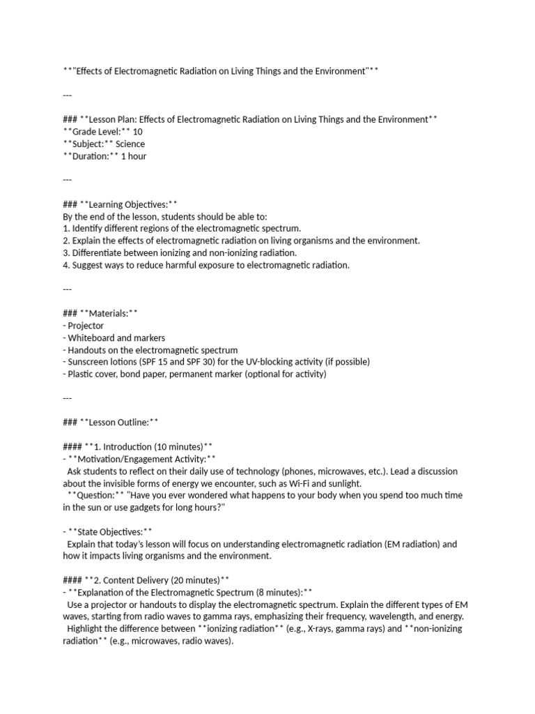 Effects of EM Radiation on Life and Environment | PDF | Radiation ...