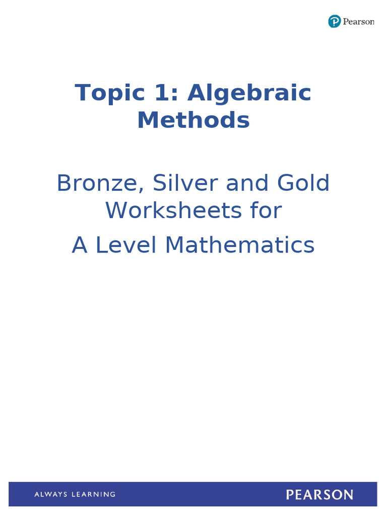01a1 A2 Pure Topic 1 Algebraic Methods BSG Worksheet | PDF ...