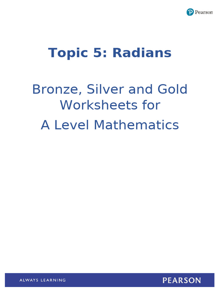 A Level Math Radians Worksheets | PDF | Angle | Circle